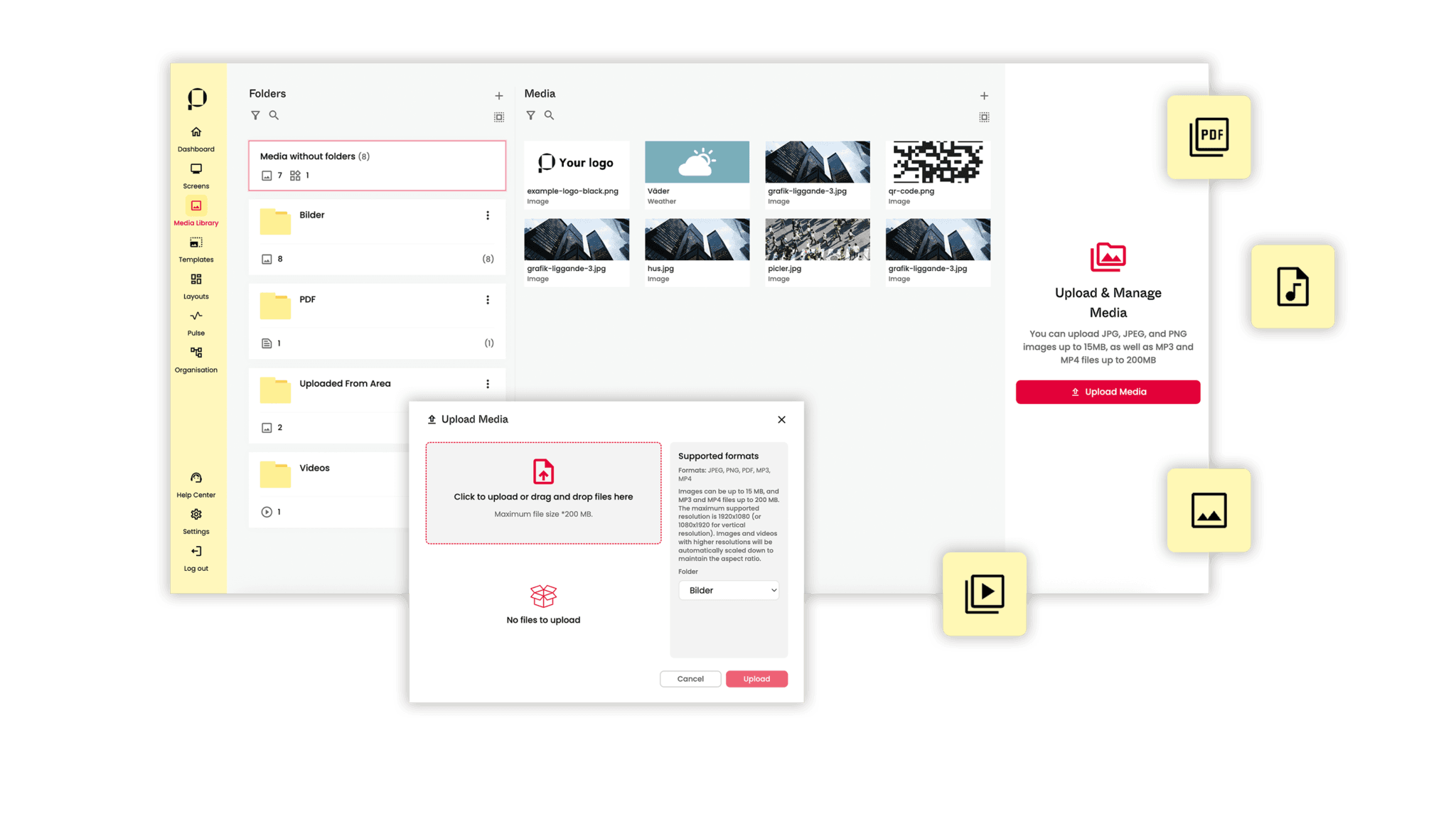 Digital signage software Picflow - för fastigheter | Picler